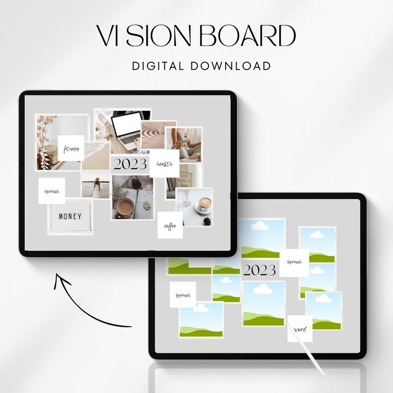 Digital Vision Board Canva Template, Vision Board Template, Vision ...