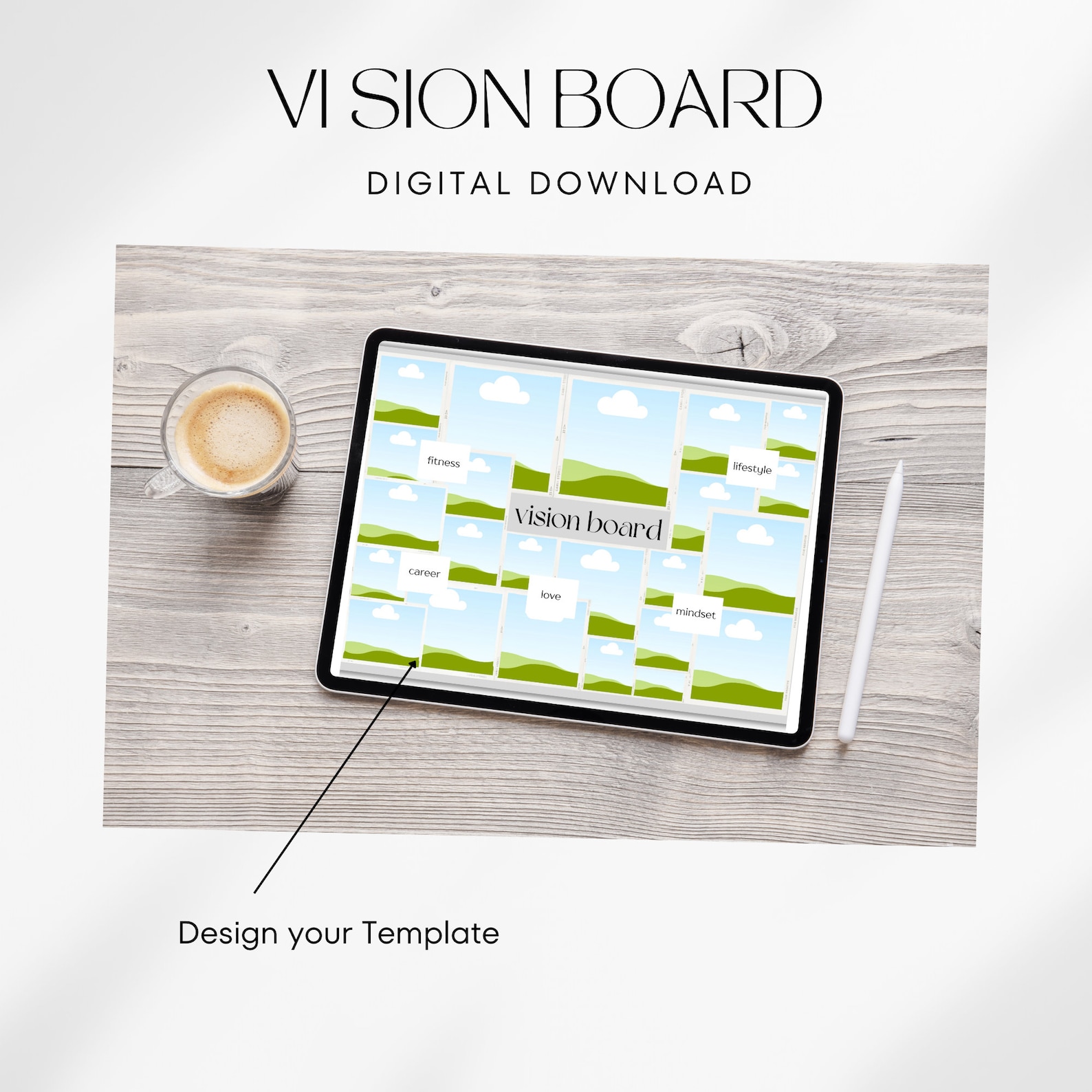 Digital Vision Board Canva Template, Vision Board Template, Vision ...