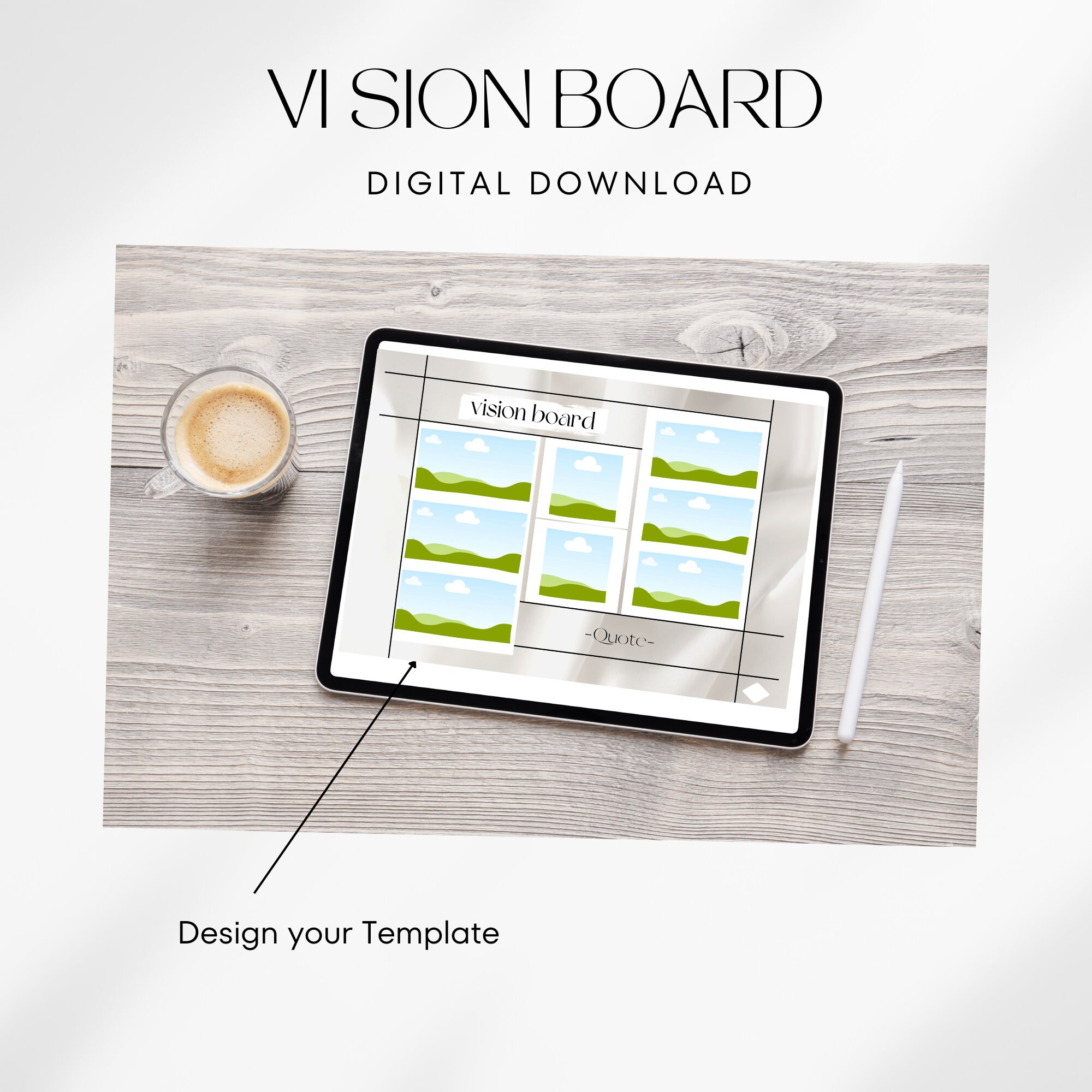 Digital Vision Board Canva Template, Vision Board Template, Vision ...