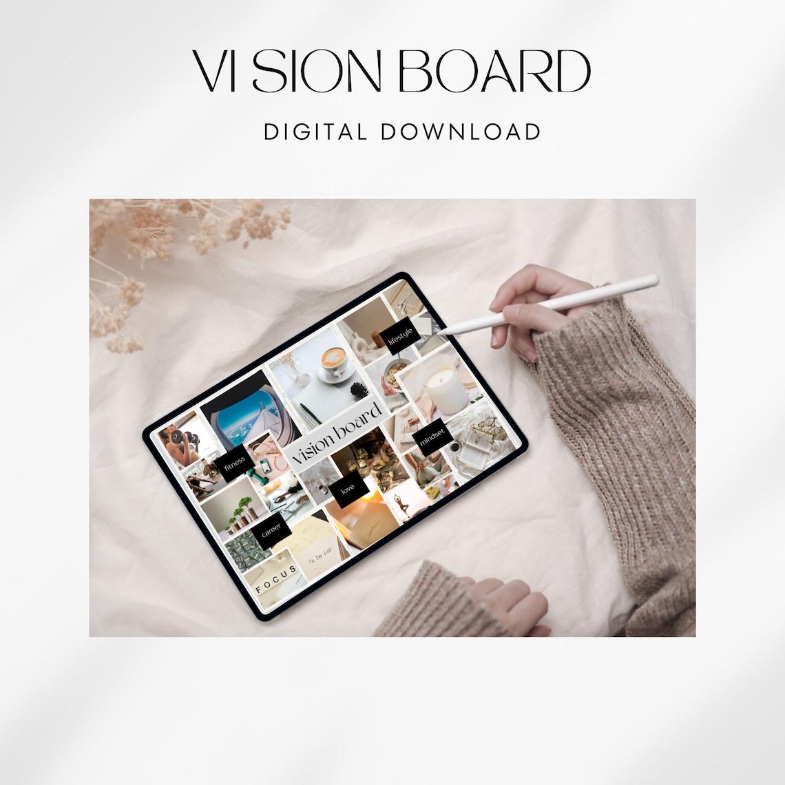 Digital Vision Board Canva Template, Vision Board Template, Vision ...