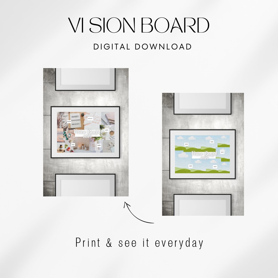 Digital Vision Board Canva Template, Vision Board Template, Vision ...