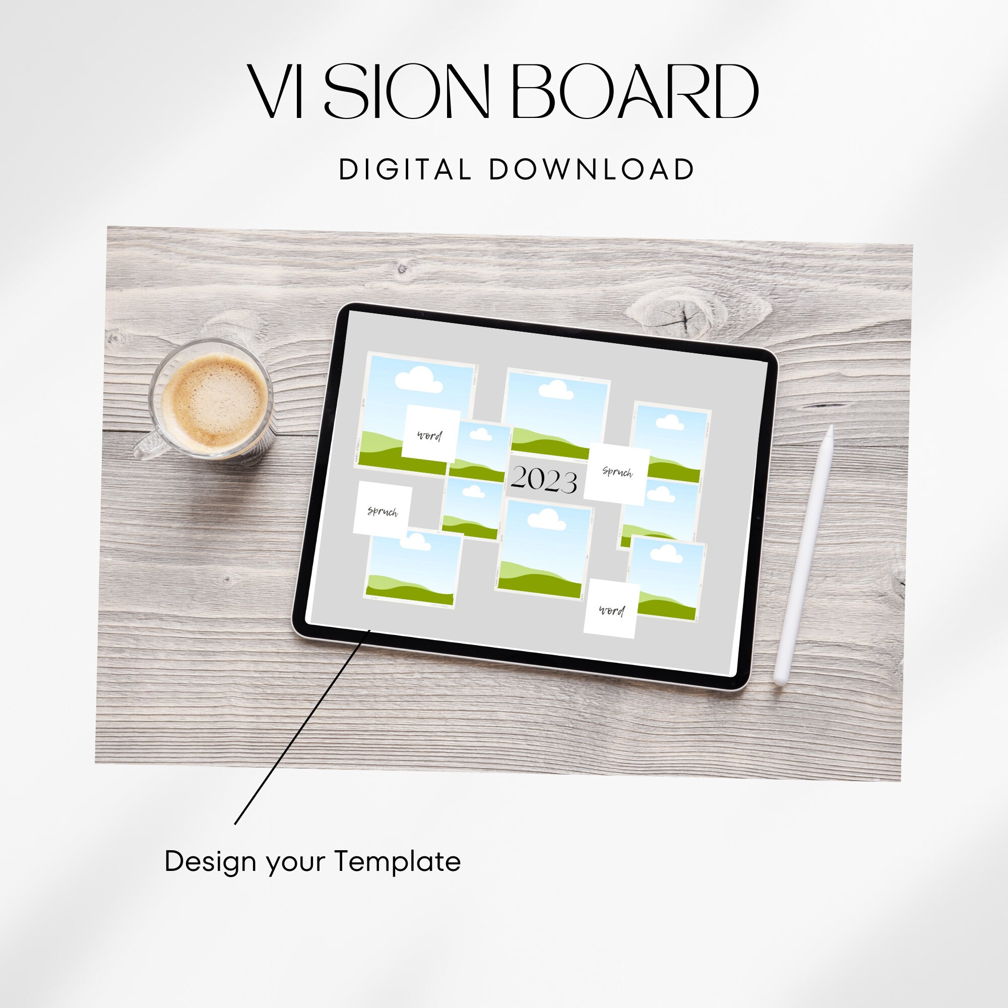 Digital Vision Board Canva Template, Vision Board Template, Vision ...