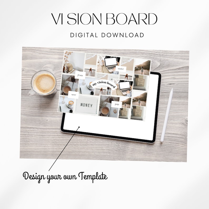 Digital Vision Board Canva Template, Vision Board Template, Vision ...