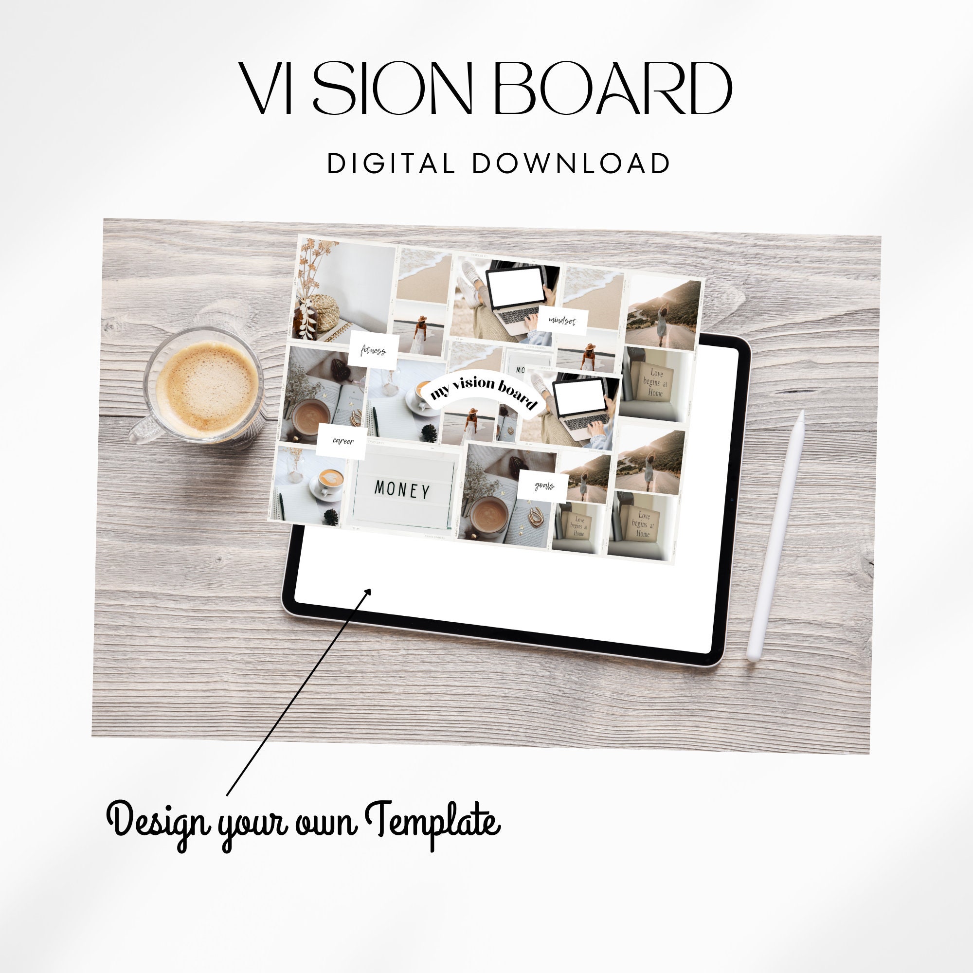 Digital Vision Board Canva Template, Vision Board Template, Vision ...