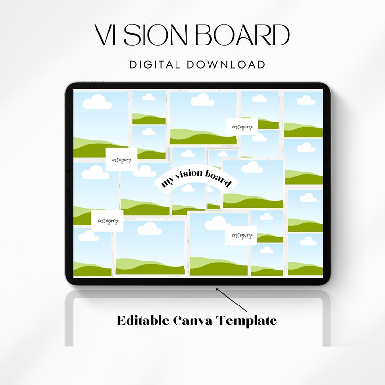 Digital Vision Board Canva Template, Vision Board Template, Vision ...