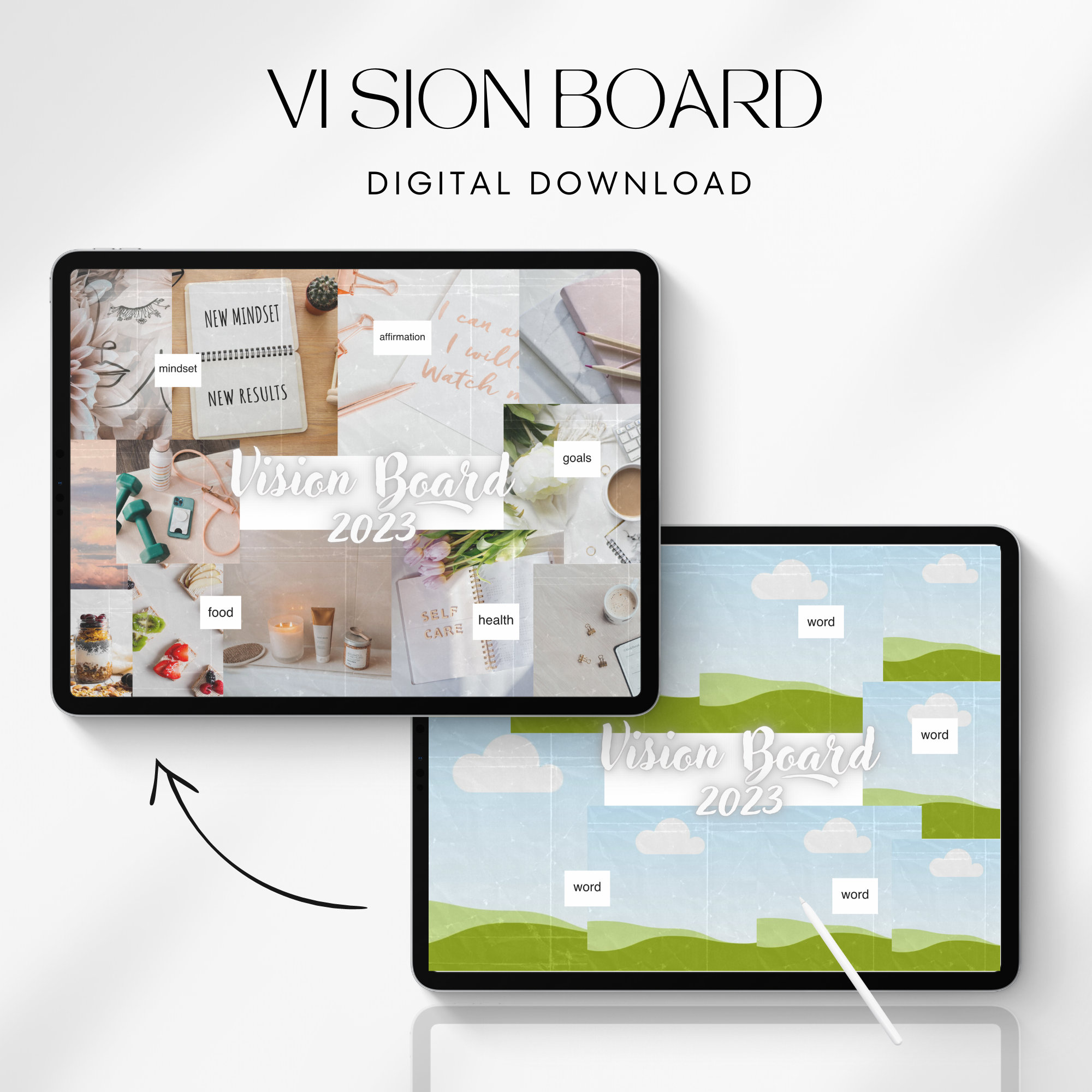 Digital Vision Board Canva Template, Vision Board Template, Vision ...