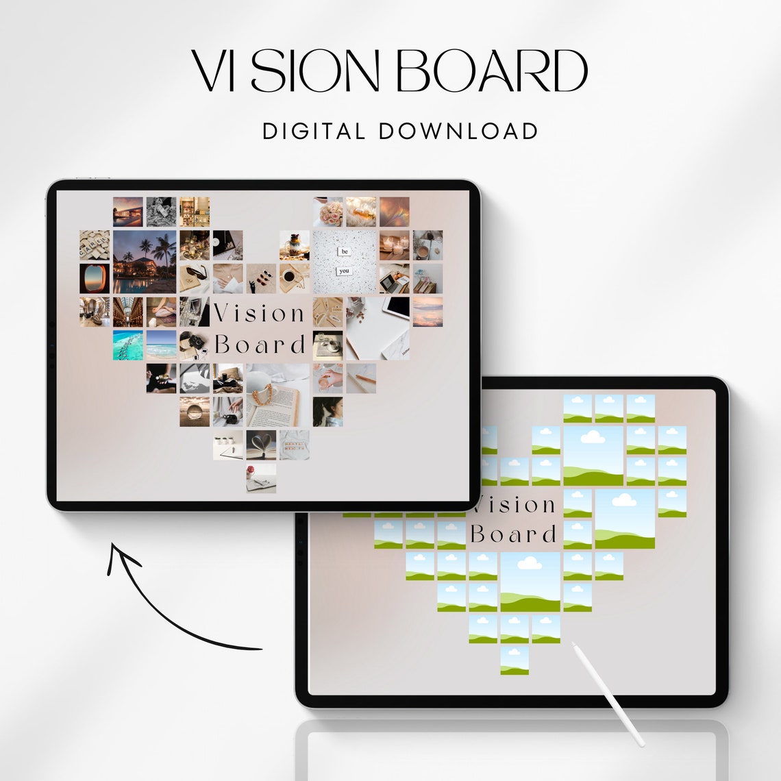 Digital Vision Board, Vision Board Template, Vision Board Canva ...