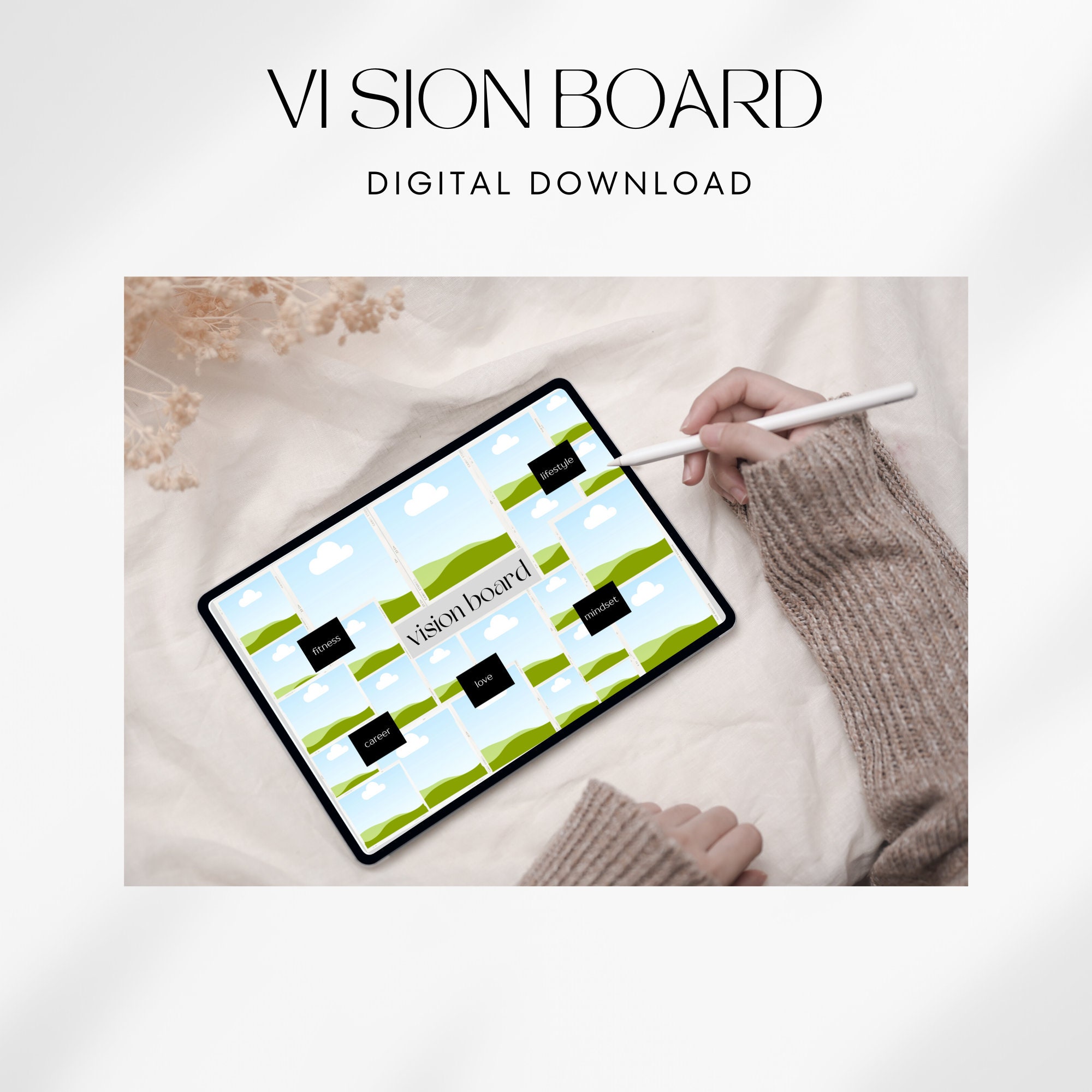 Digital Vision Board Canva Template, Vision Board Template, Vision ...