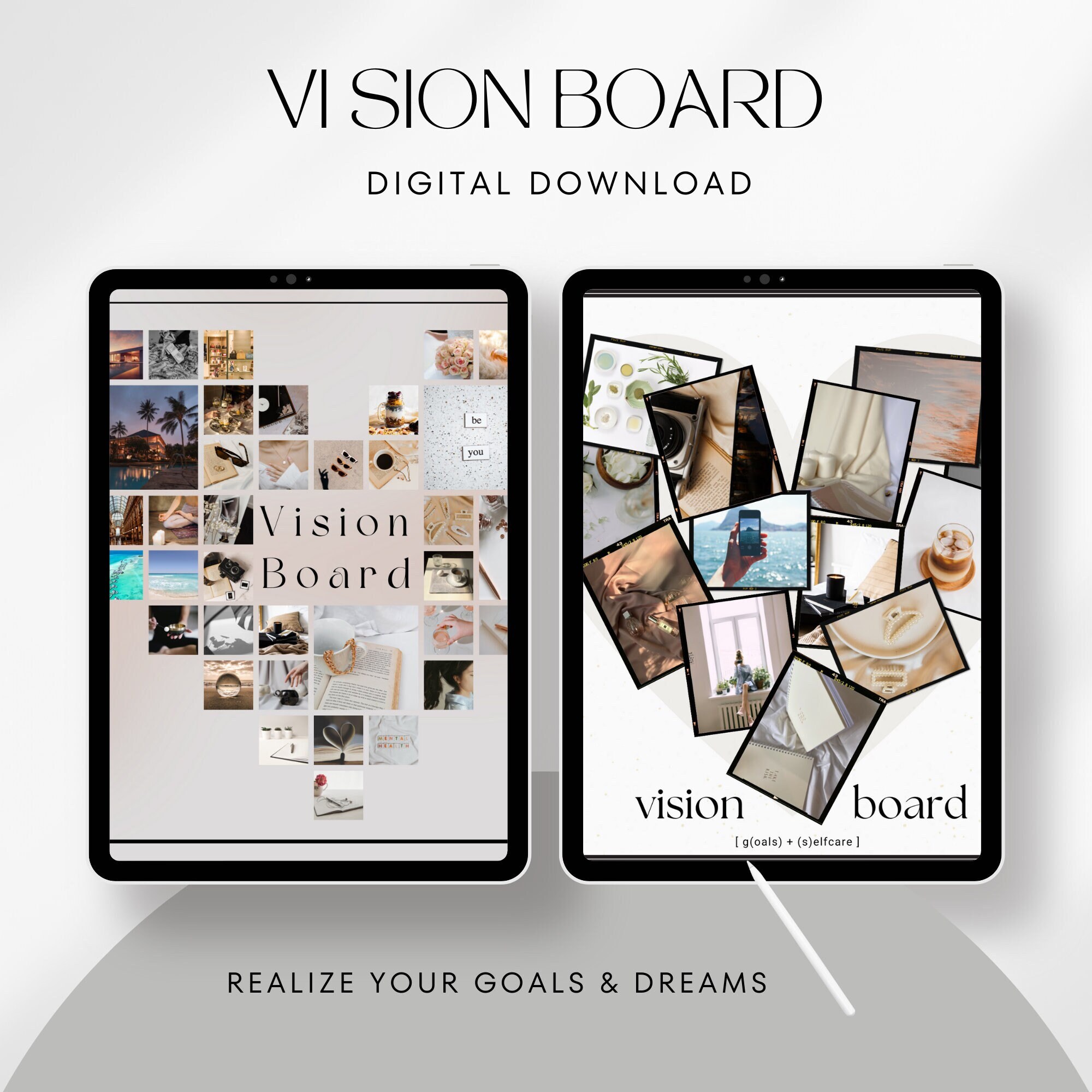 Digital Vision Board, Vision Board Template, Vision Board Canva ...