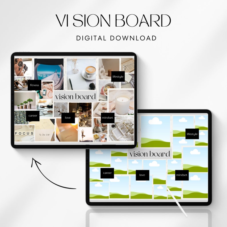 Digital Vision Board Canva Template, Vision Board Template, Vision ...