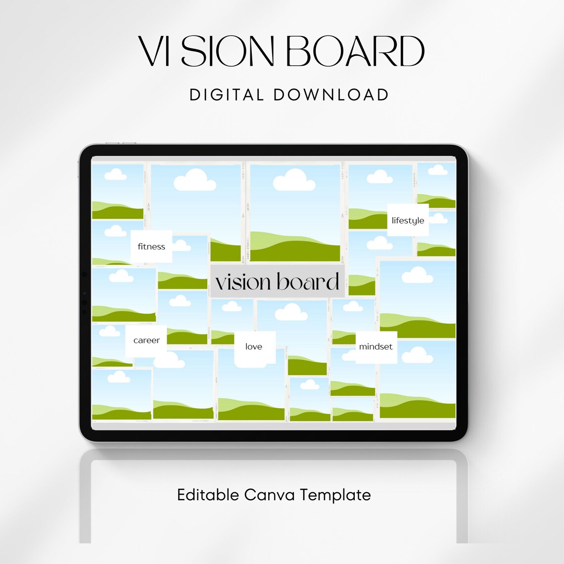 Digital Vision Board Canva Template, Vision Board Template, Vision ...