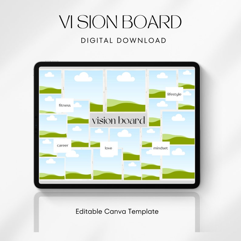 Digital Vision Board Canva Template, Vision Board Template, Vision ...