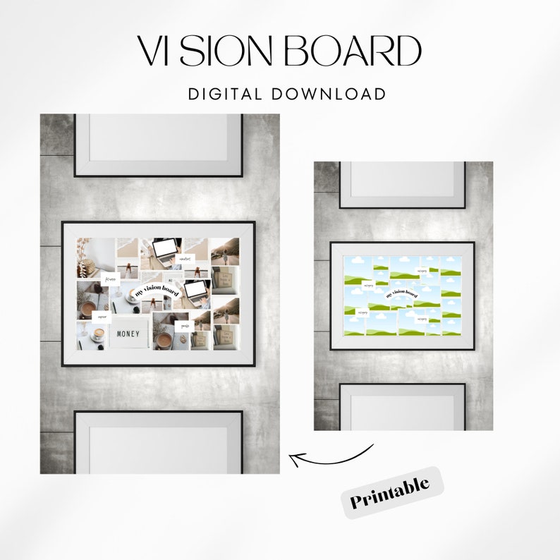 Digital Vision Board Canva Template, Vision Board Template, Vision ...
