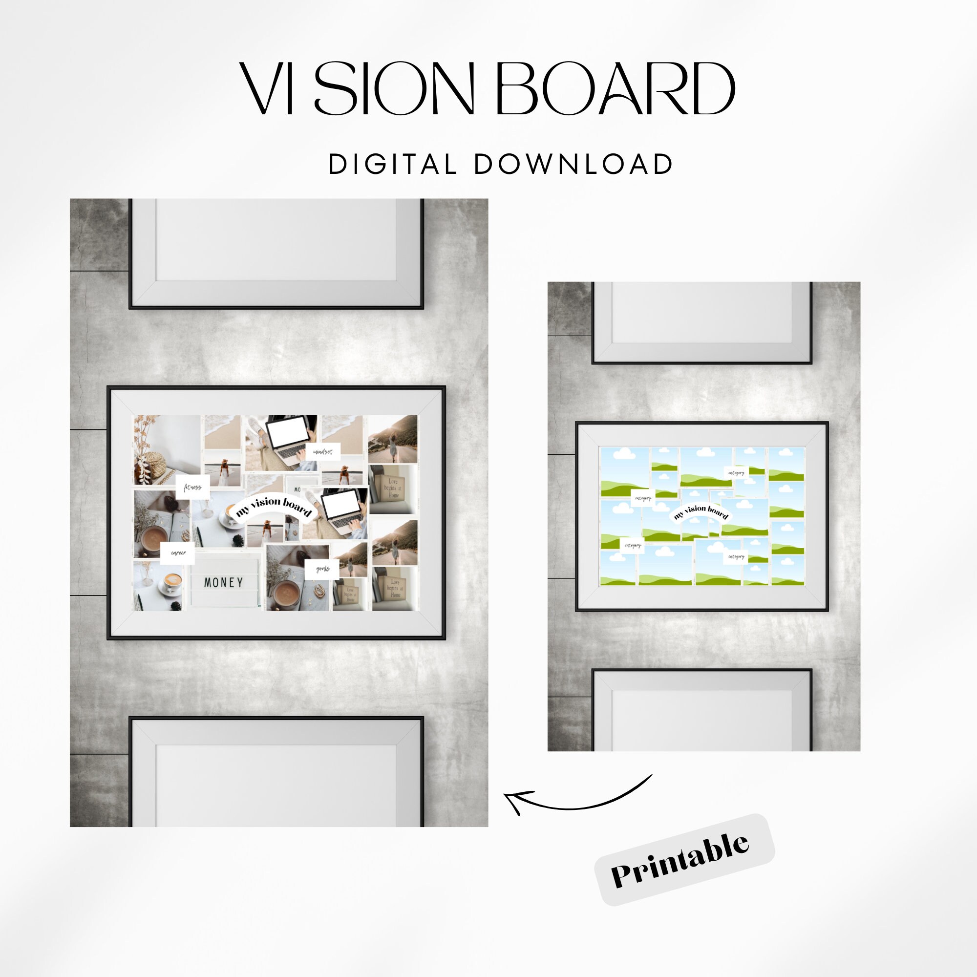 Digital Vision Board Canva Template, Vision Board Template, Vision ...