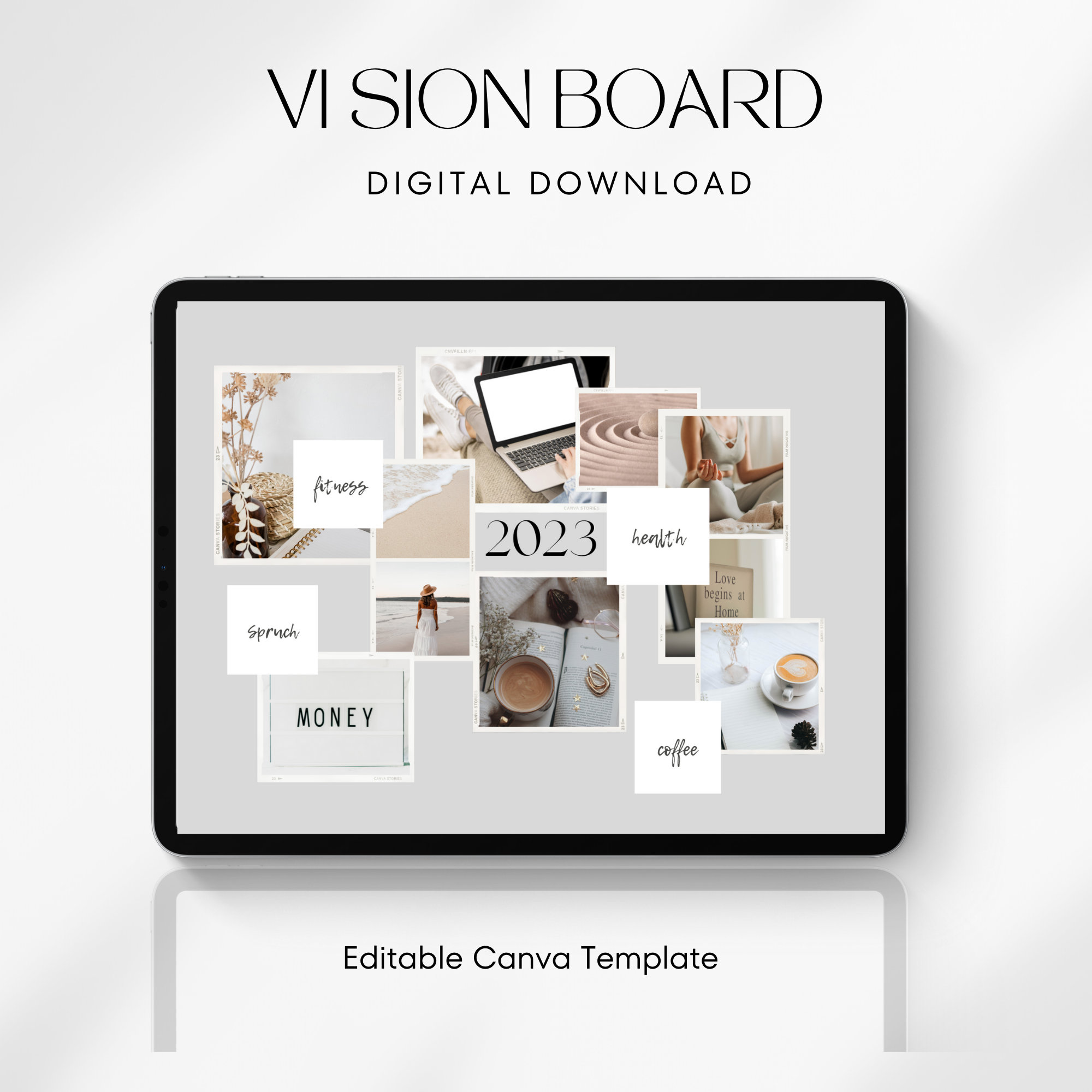 Digital Vision Board Canva Template, Vision Board Template, Vision ...