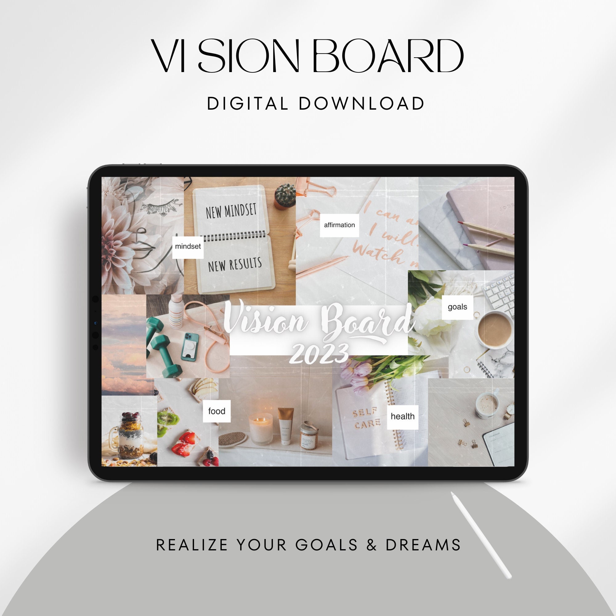 Digital Vision Board Canva Template, Vision Board Template, Vision ...