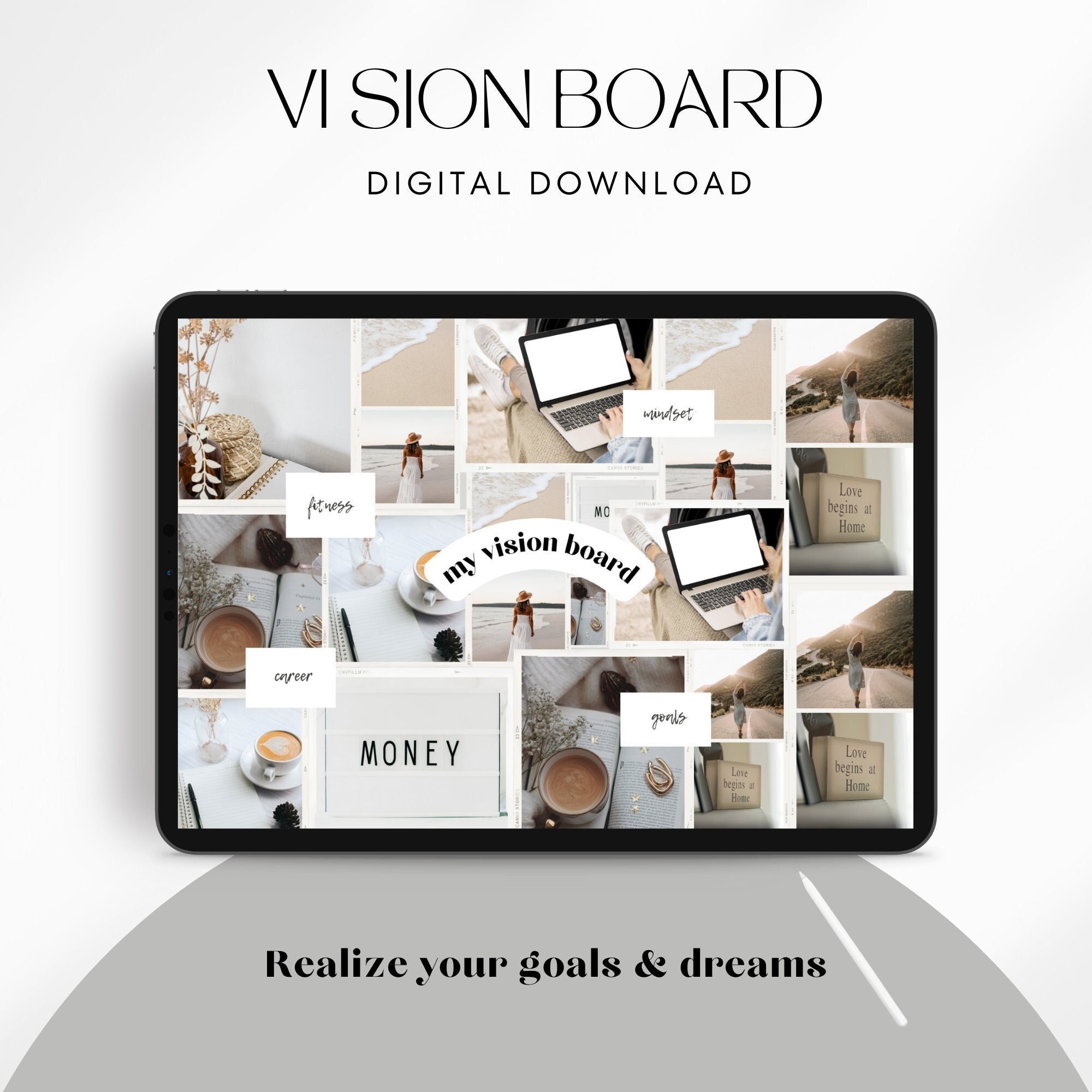 Digital Vision Board Canva Template, Vision Board Template, Vision ...