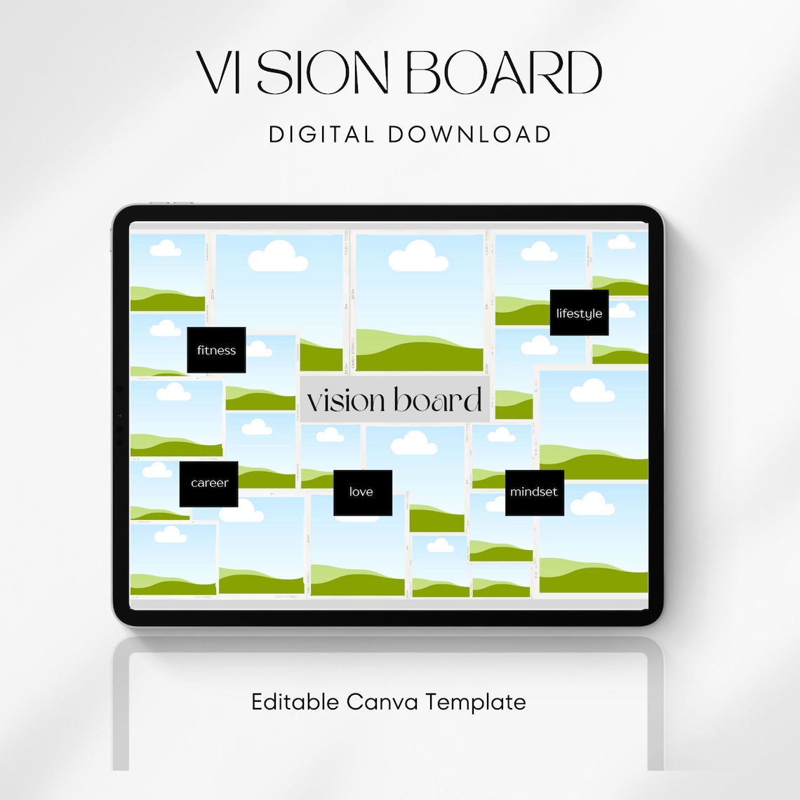 Digital Vision Board Canva Template, Vision Board Template, Vision ...