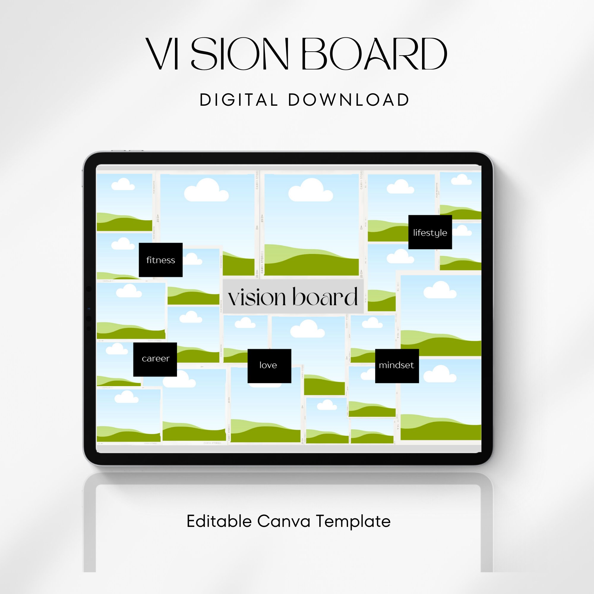 Digital Vision Board Canva Template, Vision Board Template, Vision ...