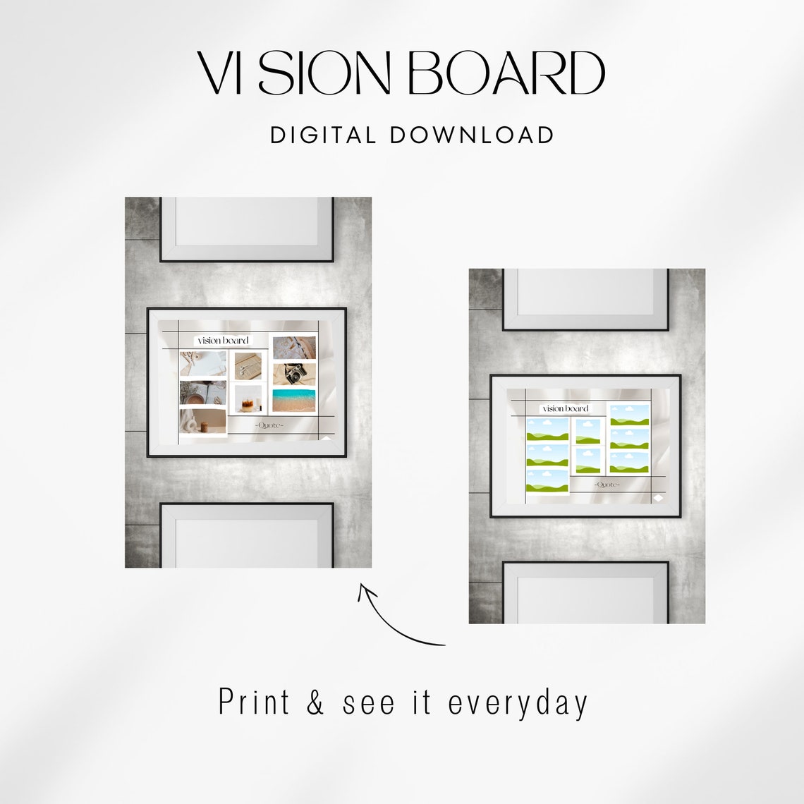 Digital Vision Board Canva Template, Vision Board Template, Vision ...