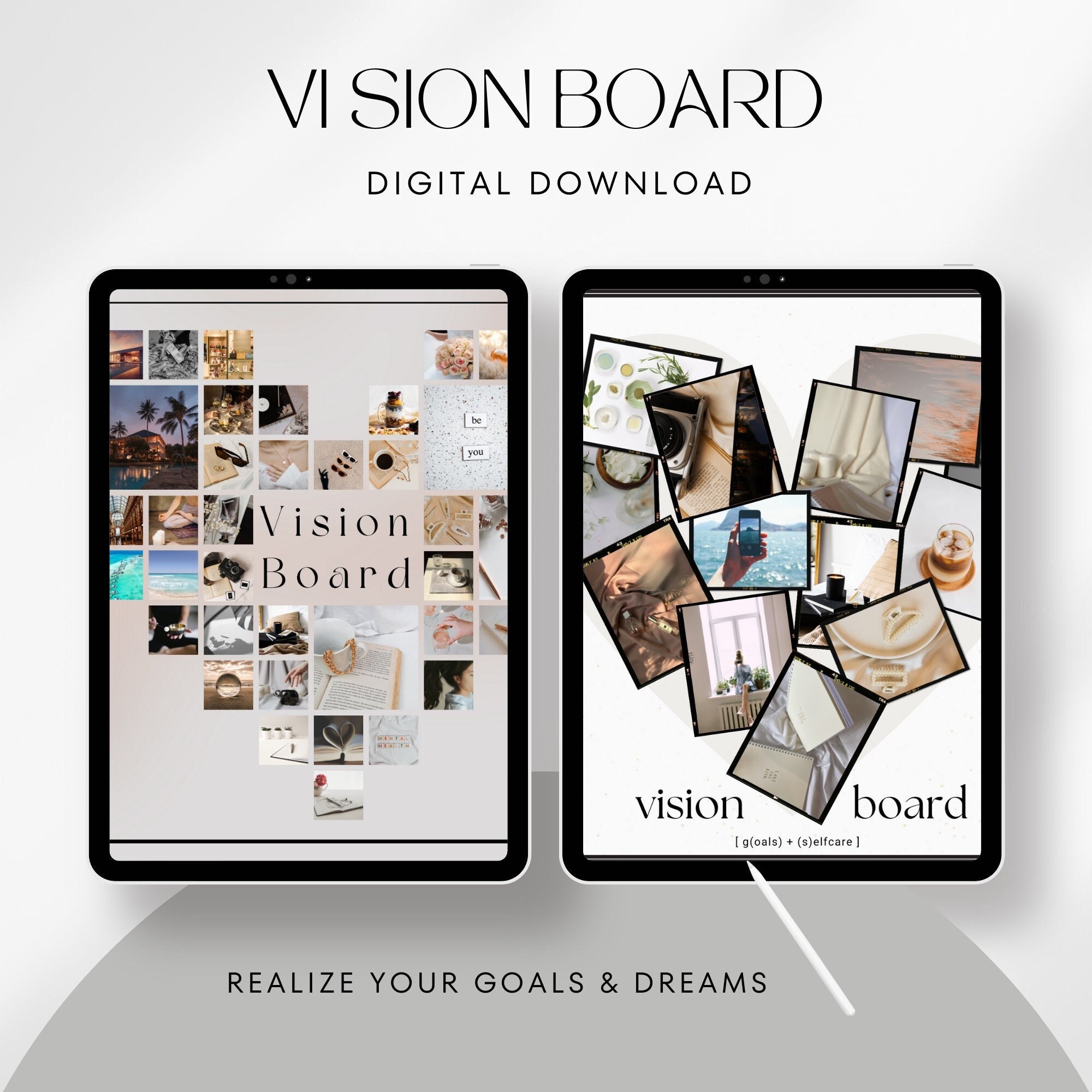 Digital Vision Board, Vision Board Template, Vision Board Canva ...
