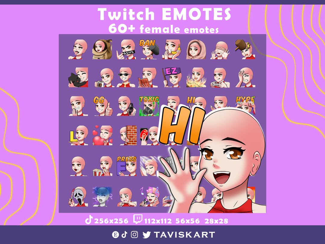 60+ Bald Girl Twitch Emotes: Emma, Bold Style (digital File) - Etsy