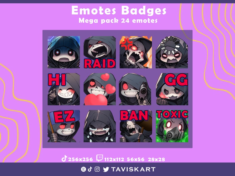 Shinigami Emotes, Twitch Emotes, Discord Emotes, Reaper Emotes, Chibi ...