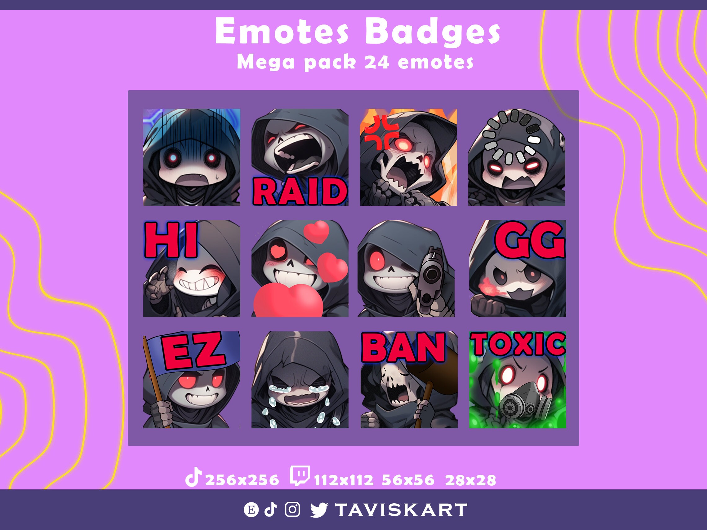 Shinigami Emotes, Twitch Emotes, Discord Emotes, Reaper Emotes, Chibi ...