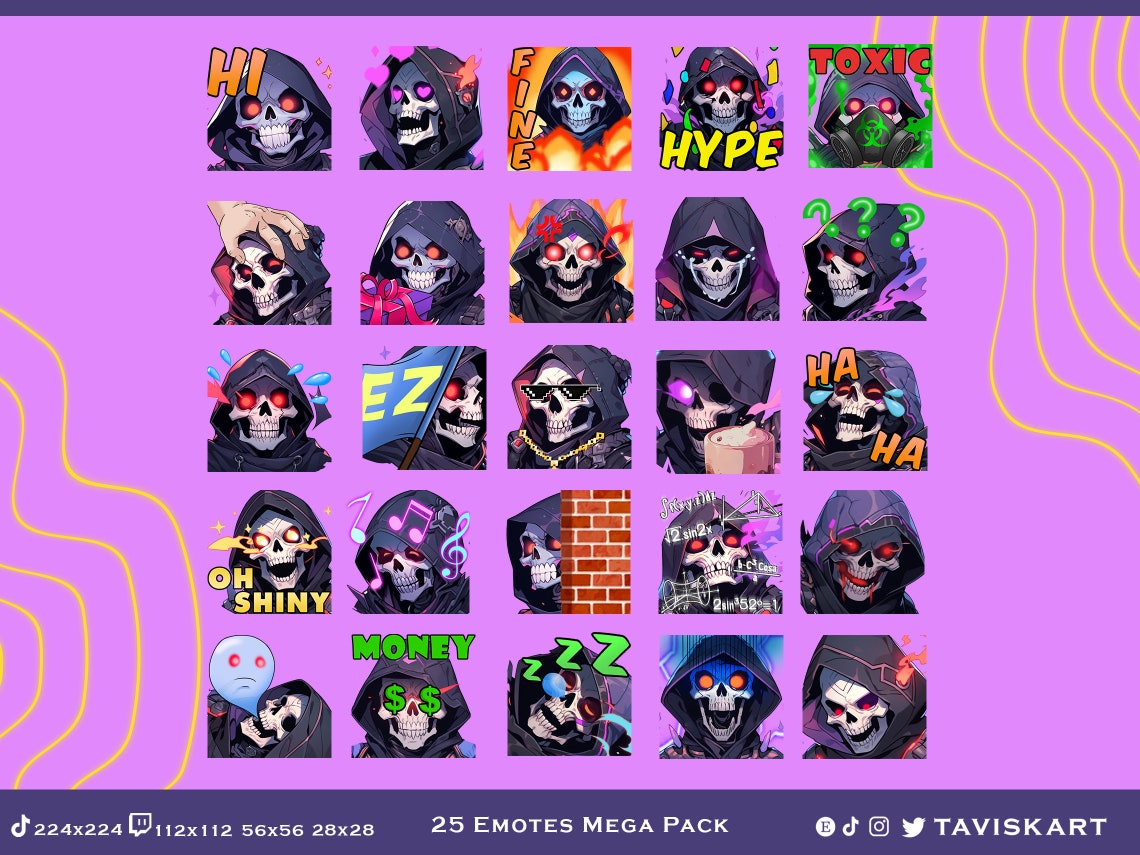 Twitch Emotes, Twitch Sub Emotes, Discord Emotes, Death Emotes, Skull ...