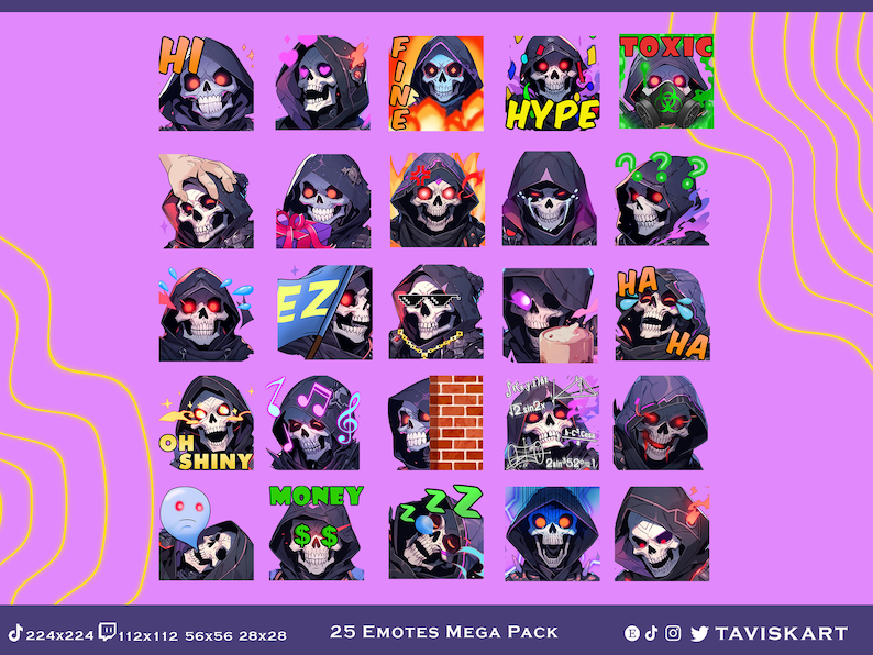 Twitch Emotes, Twitch Sub Emotes, Discord Emotes, Death Emotes, Skull ...