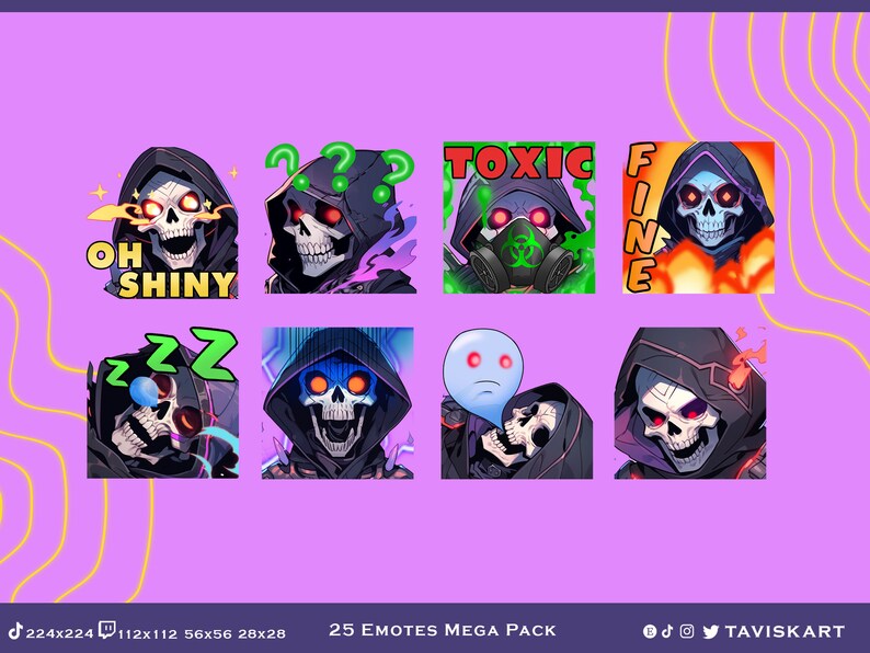 Death Skull Emotes, Twitch, Discord, Youtube, Tiktok (digital File) - Etsy