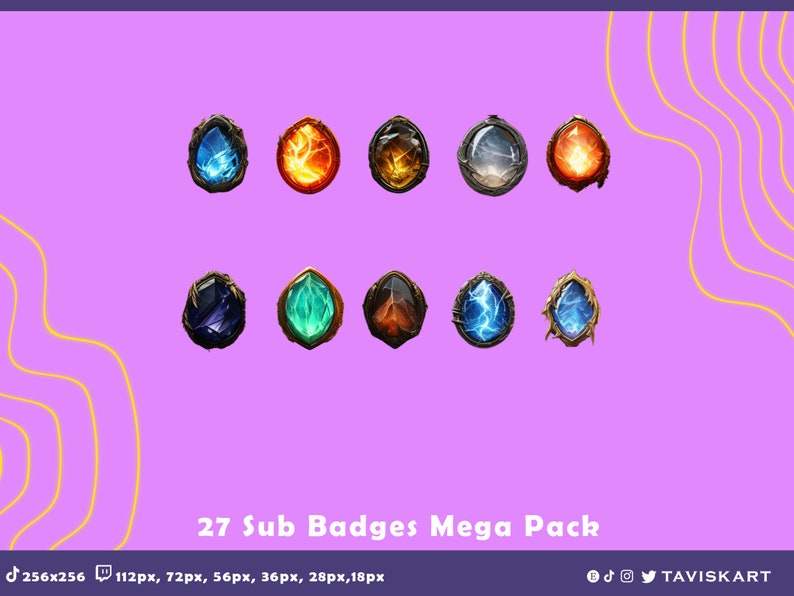 Magical Gems Twitch Sub Badges, Twitch Badge, Twitch Bit Badge, Twitch ...