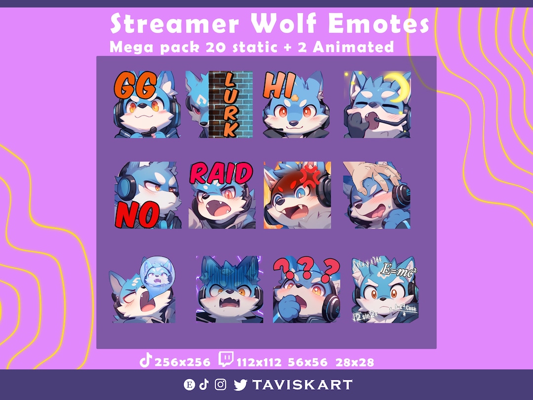 Twitch Emotes, Discord Emotes, Animated Emotes, Streamer Wolf Emotes ...