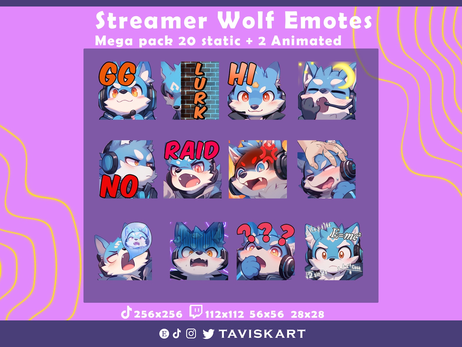 Twitch Emotes, Discord Emotes, Animated Emotes, Streamer Wolf Emotes ...