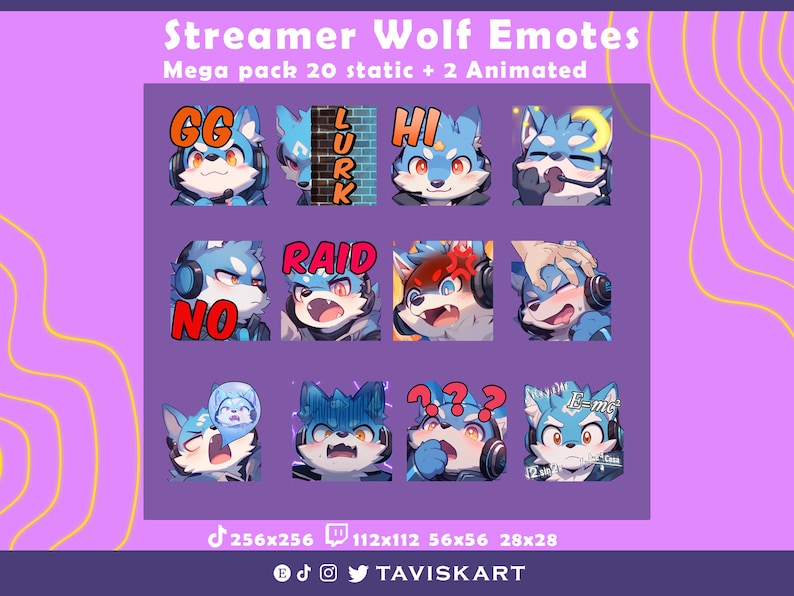 Twitch Emotes, Discord Emotes, Animated Emotes, Streamer Wolf Emotes ...