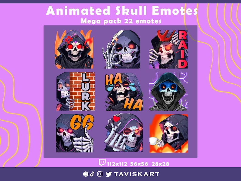 Animated Skull Emotes: Death, Raid, Lurk - Twitch, Discord, Youtube ...