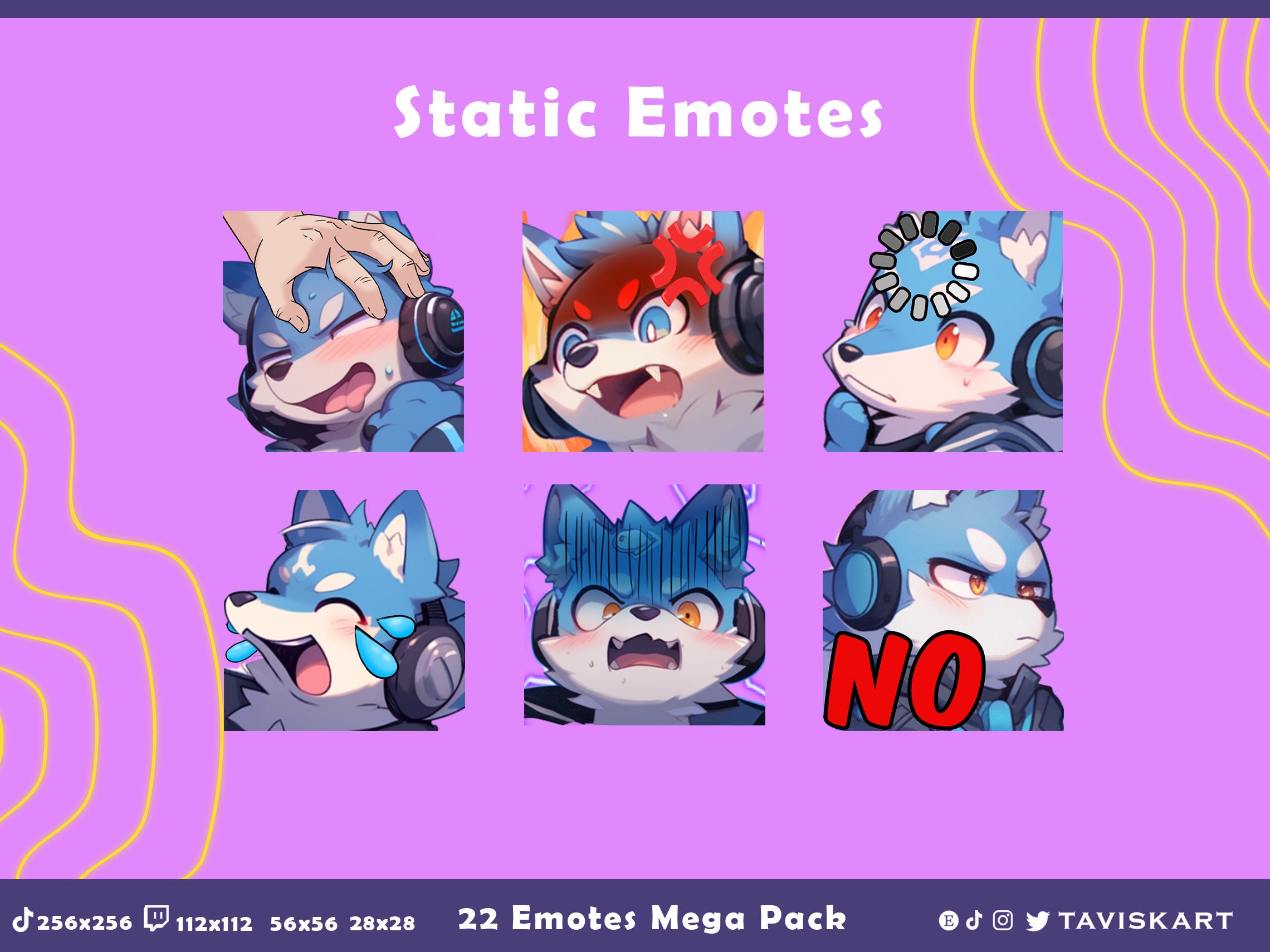 Twitch Emotes, Discord Emotes, Animated Emotes, Streamer Wolf Emotes ...