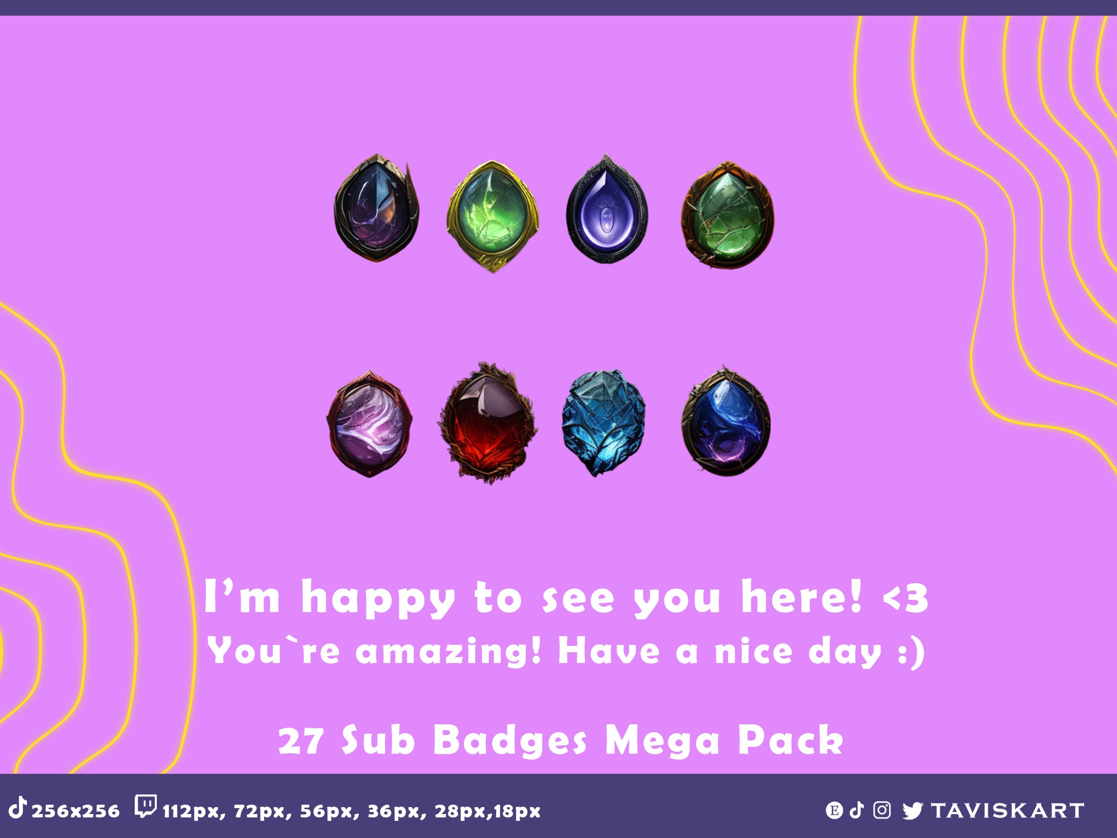 Magical Gems Twitch Sub Badges, Twitch Badge, Twitch Bit Badge, Twitch ...