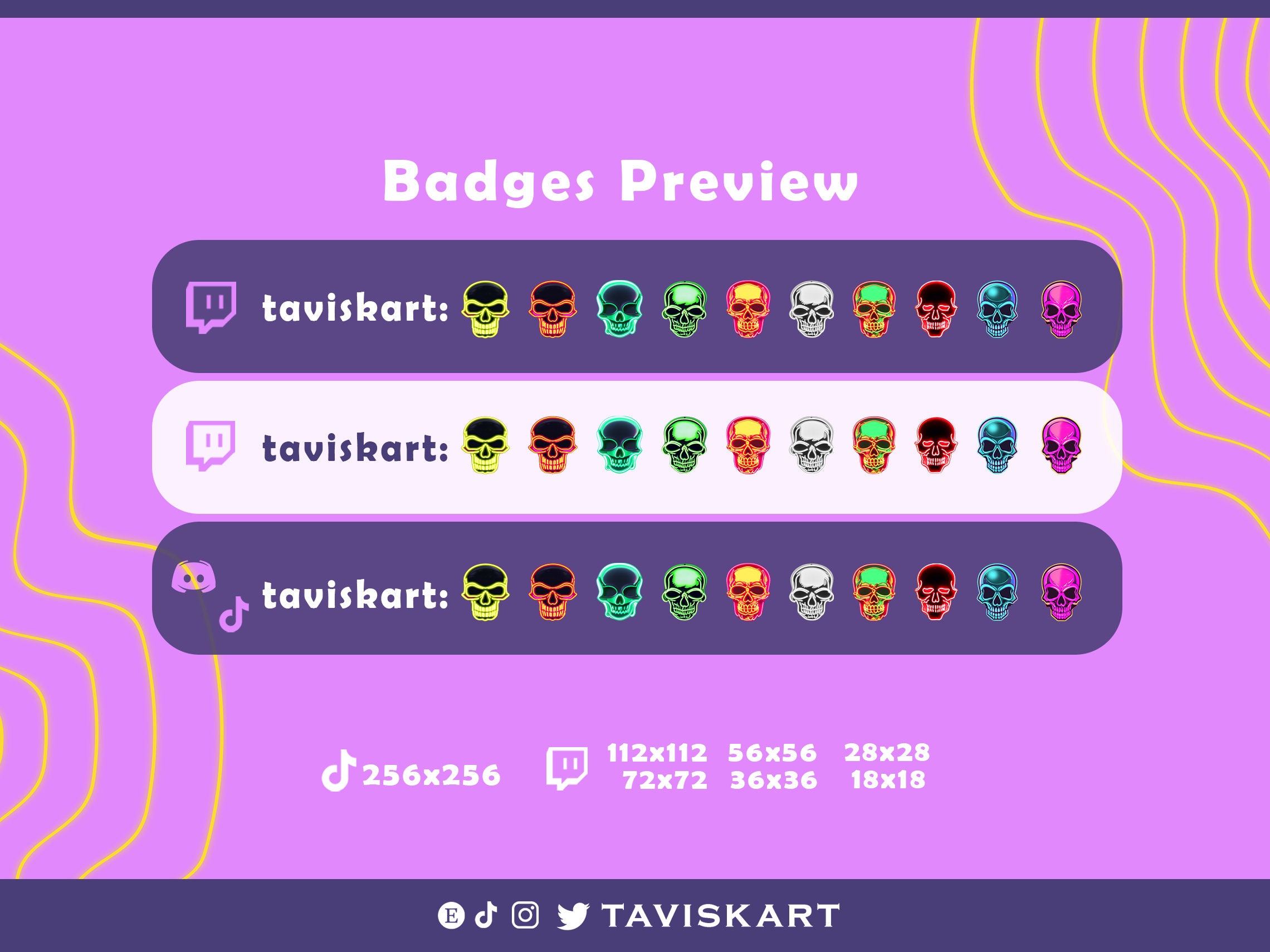 Neon Skull Sub Badges Death Sub Badges Discord Role Subscriber Badges ...