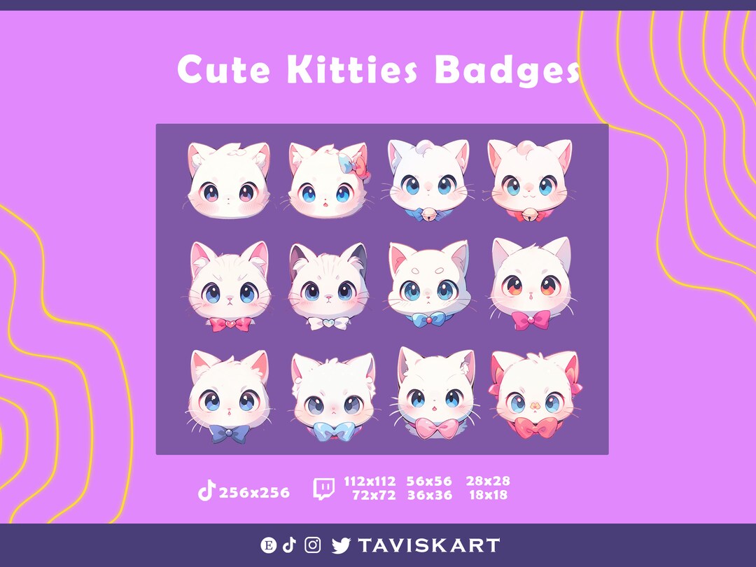 Cartoon Kitty Twitch Sub Badges (digital File) - Etsy