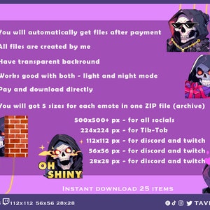 Death Skull Emotes, Twitch, Discord, Youtube, Tiktok (digital File) - Etsy