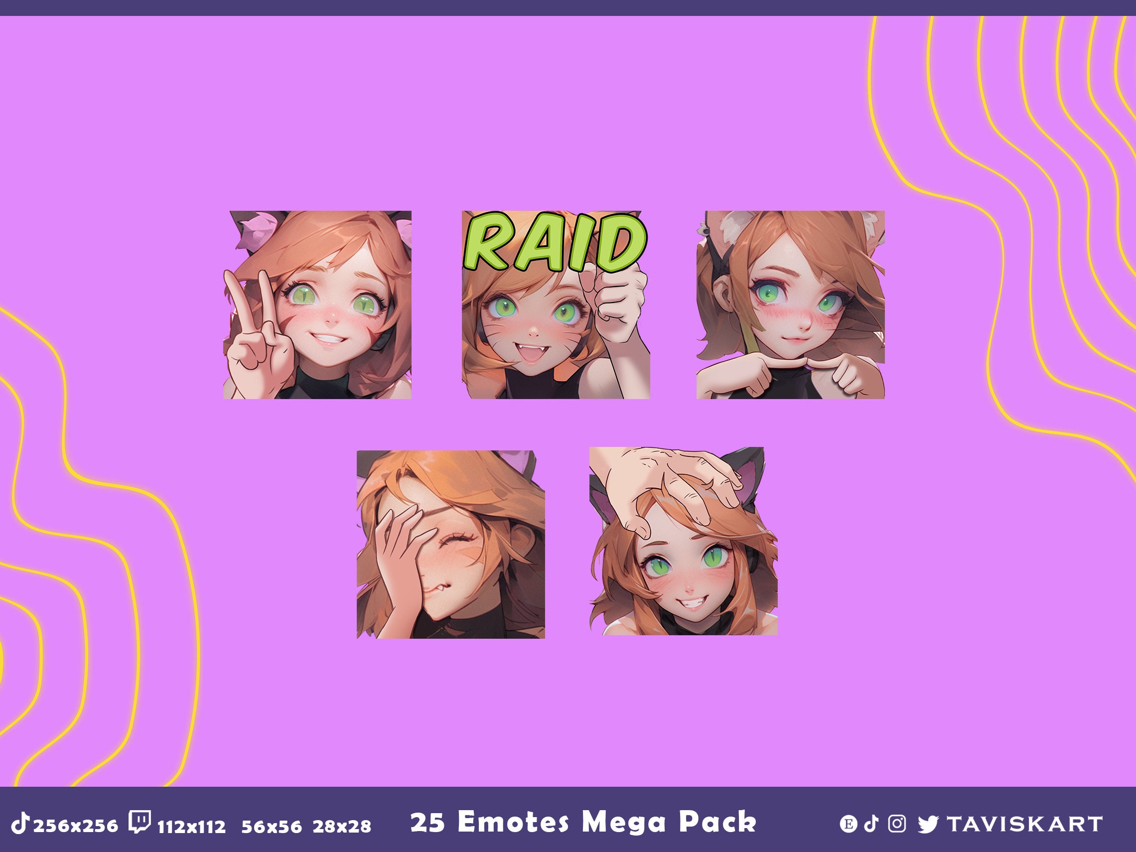 Red Girl Cat Girl Emotes, Twitch Emotes, Kawaii Emotes, Twitch Emotes ...
