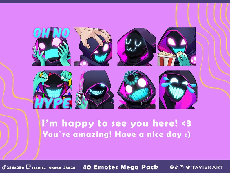 Neon Mask Emotes: 40 Twitch/discord/tiktok Emotes (digital File) - Etsy