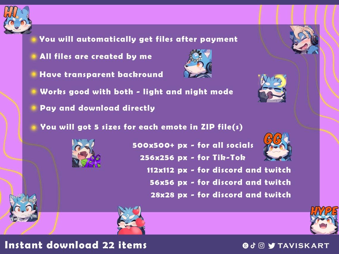 Twitch Emotes, Discord Emotes, Animated Emotes, Streamer Wolf Emotes ...