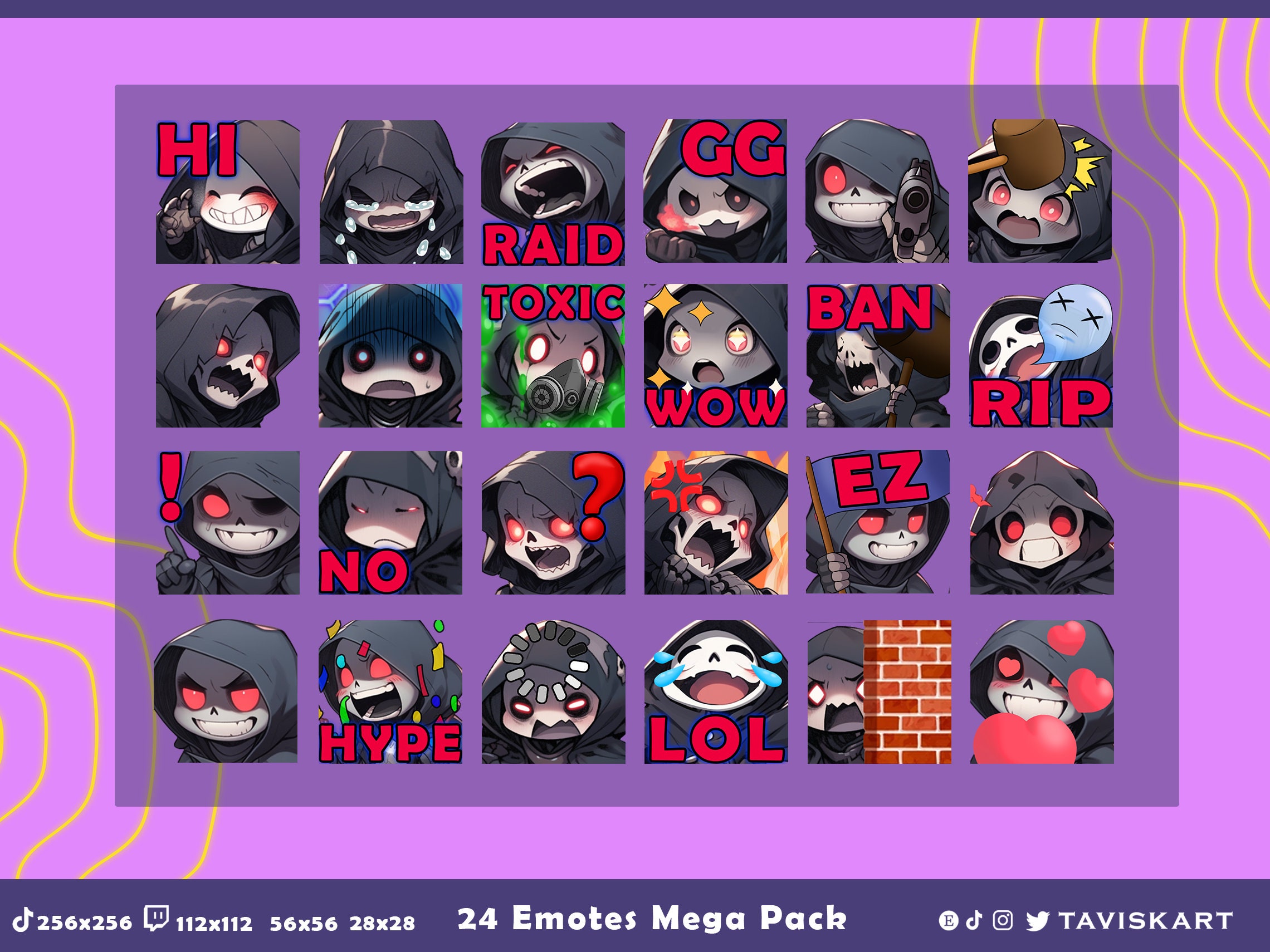 Shinigami Emotes, Twitch Emotes, Discord Emotes, Reaper Emotes, Chibi ...