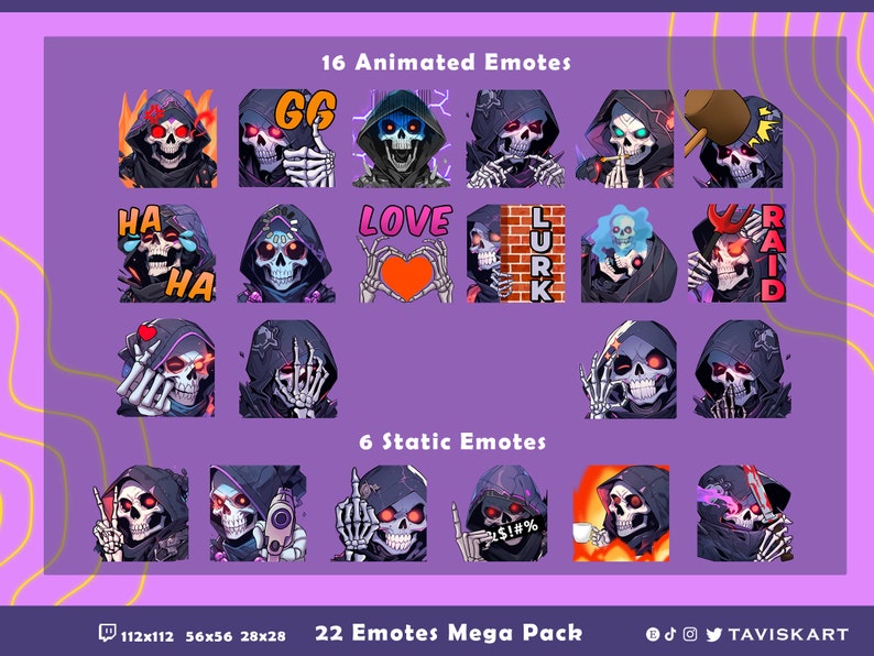 Animated Skull Emotes: Death, Raid, Lurk - Twitch, Discord, Youtube ...