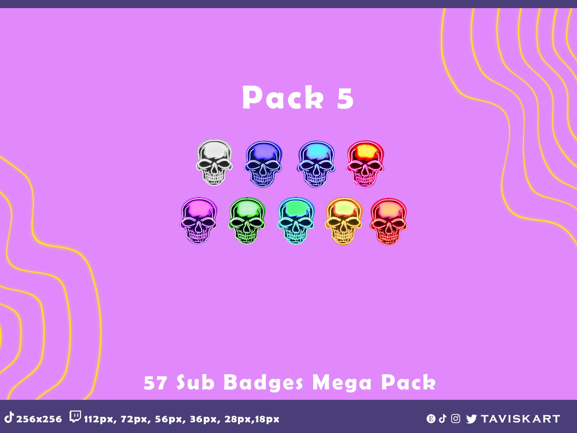 Neon Skull Twitch Sub Badges | Death Subscriber Badges (digital File ...