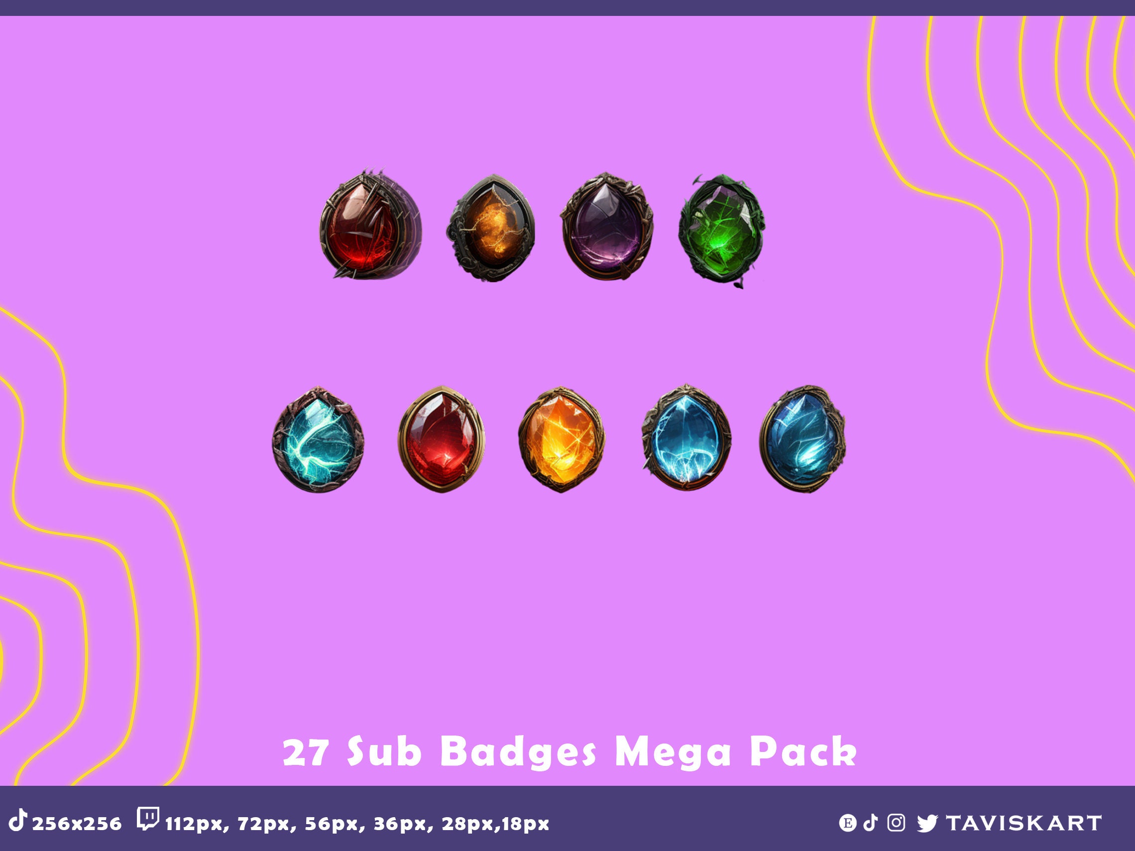 Magical Gems Twitch Sub Badges, Twitch Badge, Twitch Bit Badge, Twitch ...