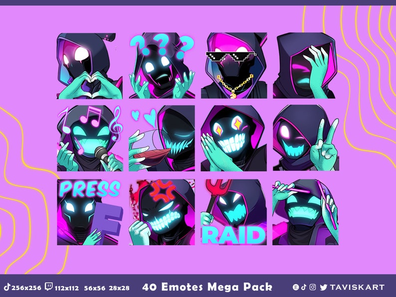 Neon Mask Emotes: 40 Twitch/discord/tiktok Emotes (digital File) - Etsy