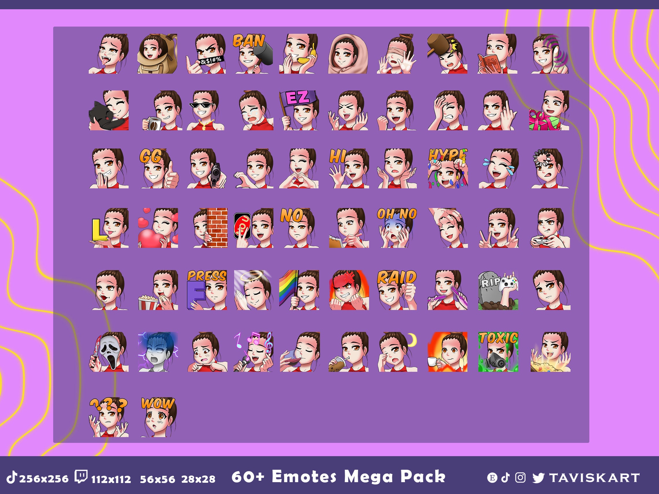 Girl Twitch 60 Emotes, Emma Bun Hairstyle Brown Hair Color Female ...